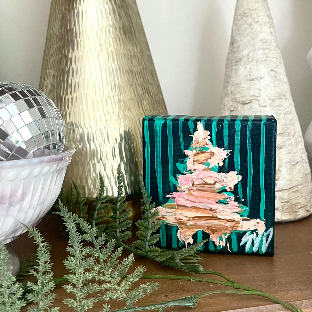 O Peach Christmas Tree, 4x4 – By Syd Studio